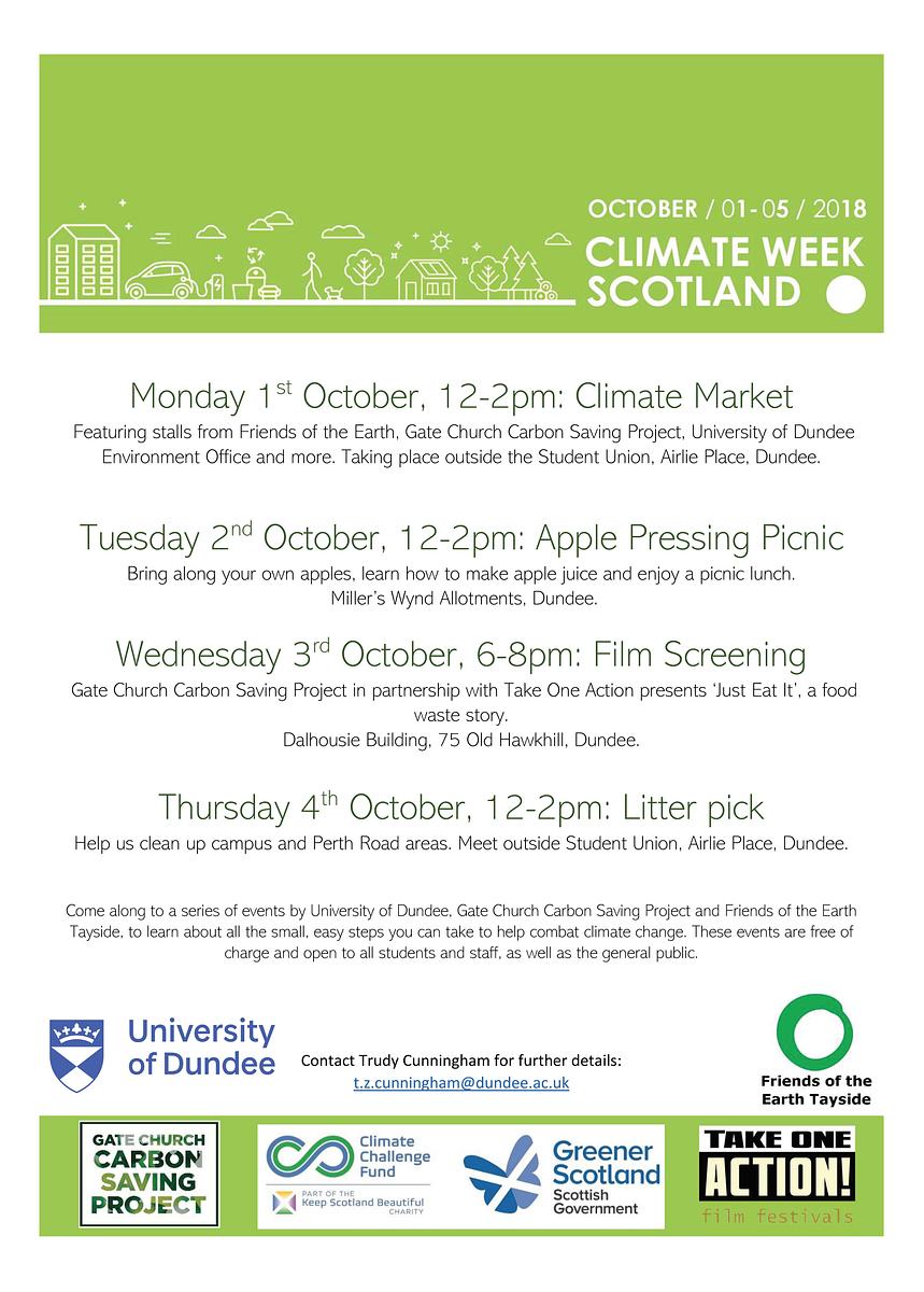 Climate Week 2018: University of Dundee Climate Week Event Series ...